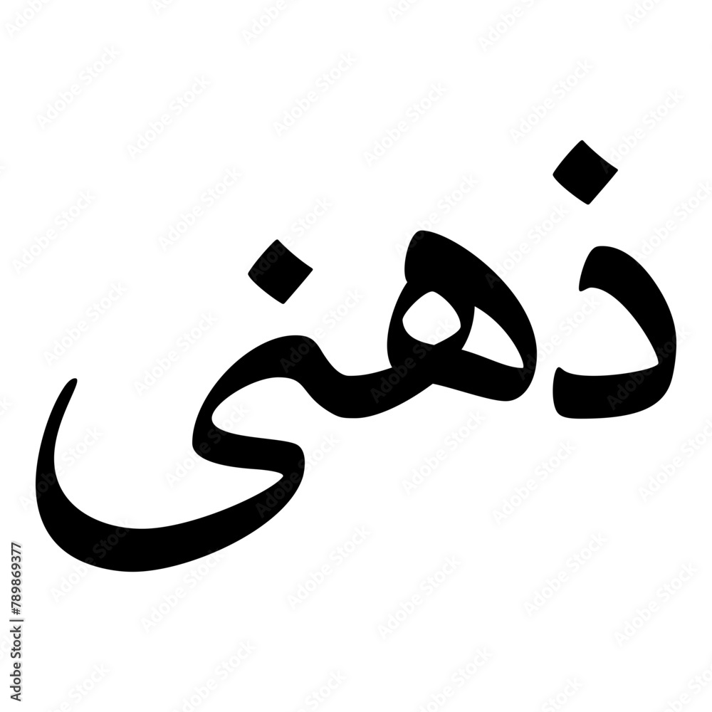 Zihni Muslim Girls Name Naskh Font Arabic Calligraphy Stock Vector ...