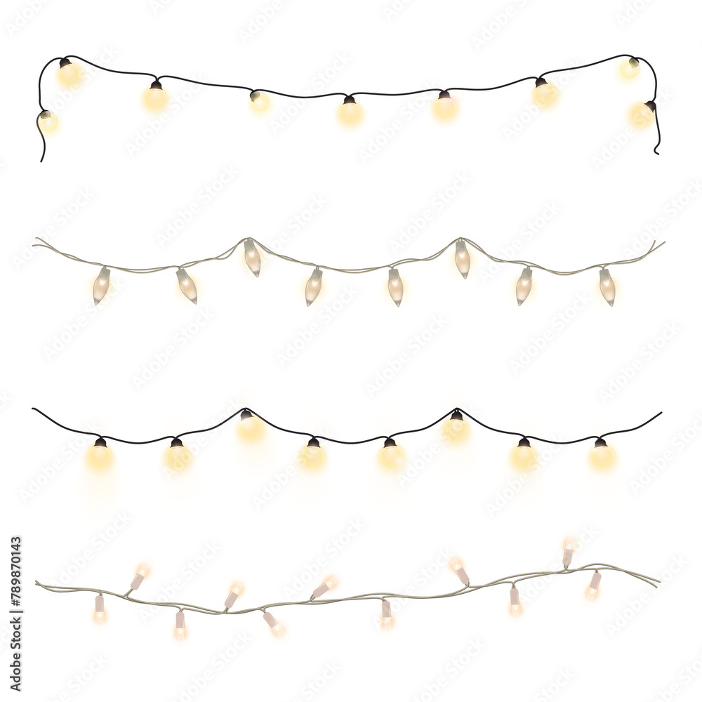 Fairy lights png sticker, festive design, transparent background set ...