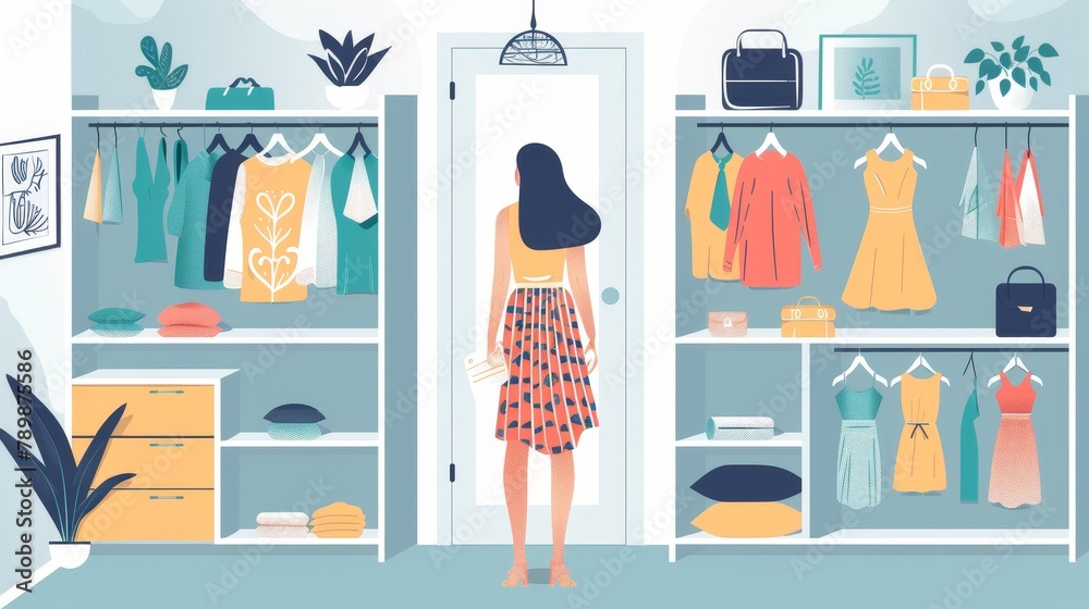 Arrangement of clothing at home. Illustration of clothing laying on ...