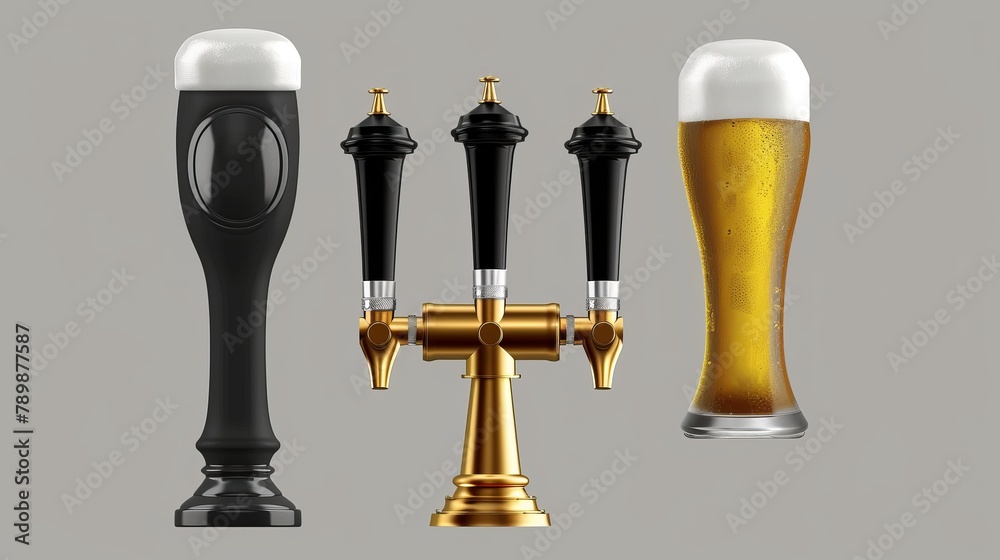 Realistic different shaped beer taps for bars or pubs with black ...