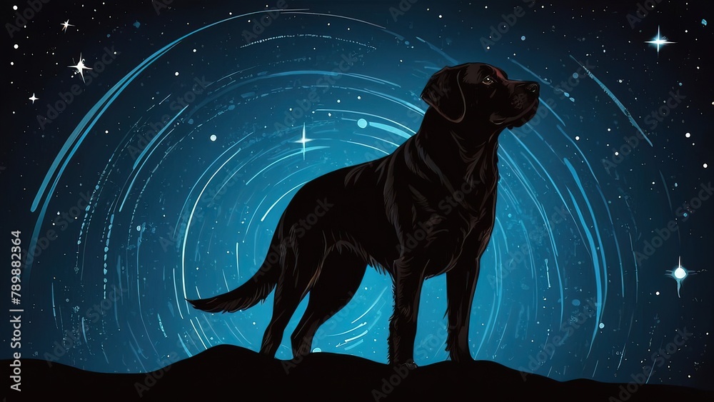 Artistic Vector Artwork Against a Blue and Black Space Background ...