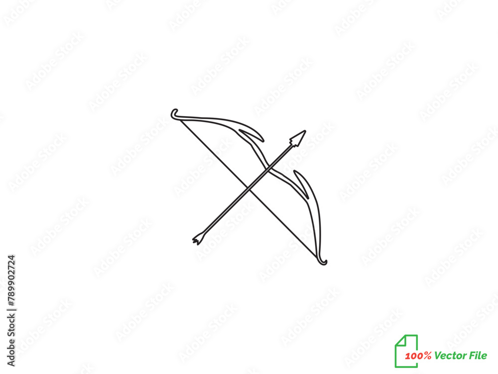 Arrow Dynamics: Intricate Archery Line Drawing - Elevate Your Designs ...