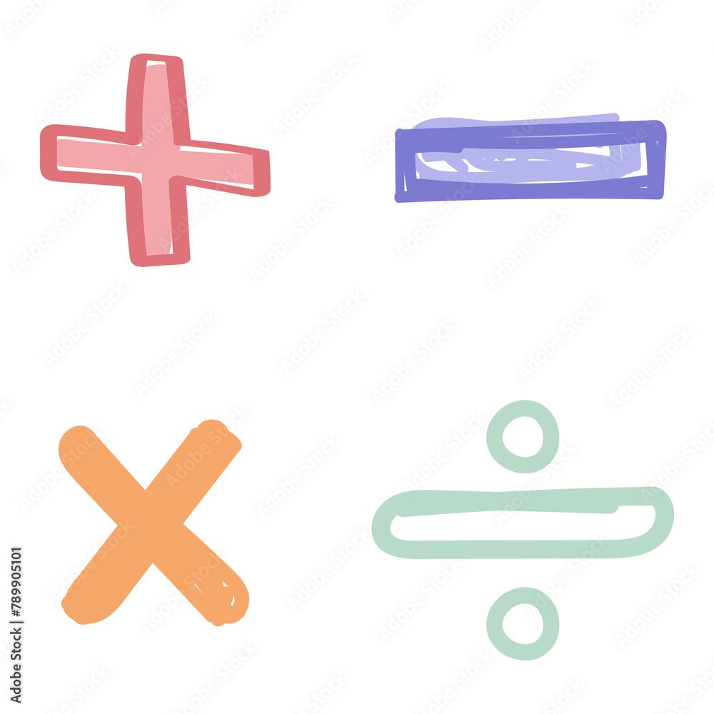 Math operator symbols png doodle font typography hand drawn mixed Stock ...