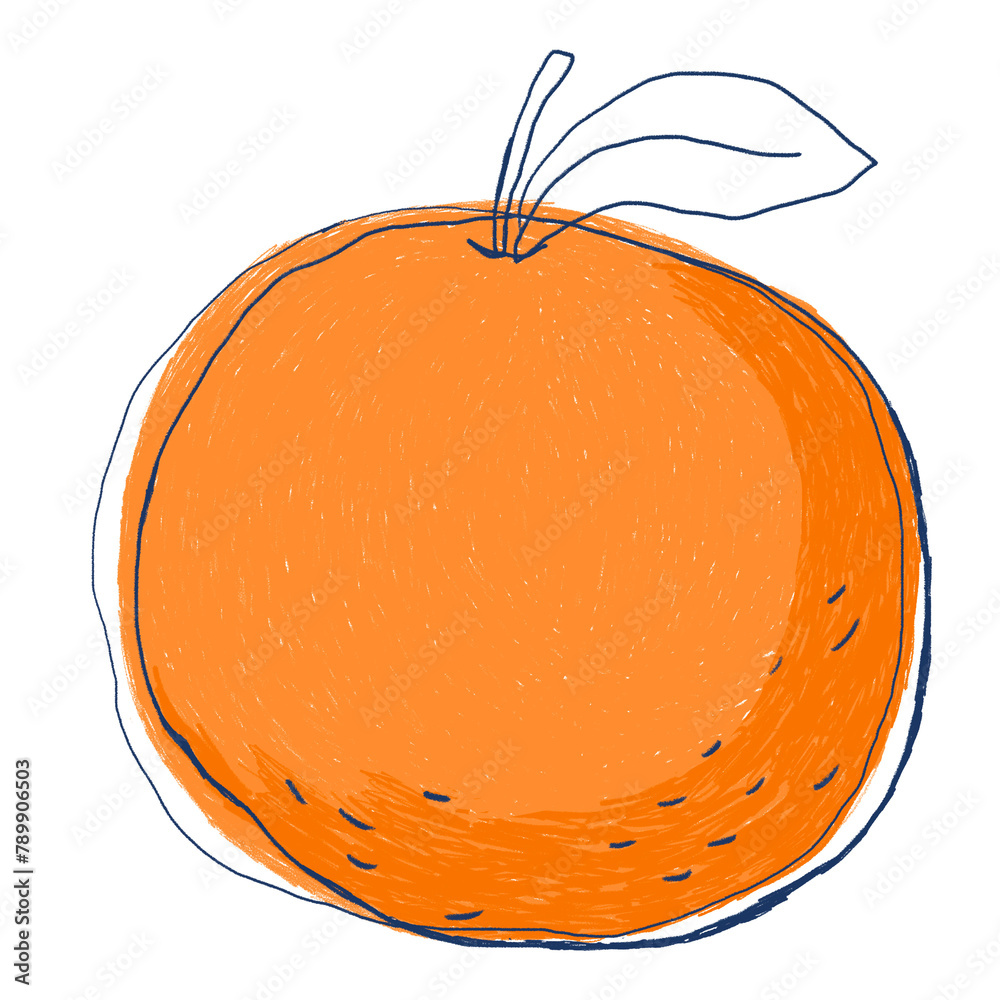 Cute orange fruit logo png sticker hand drawn Stock Illustration ...