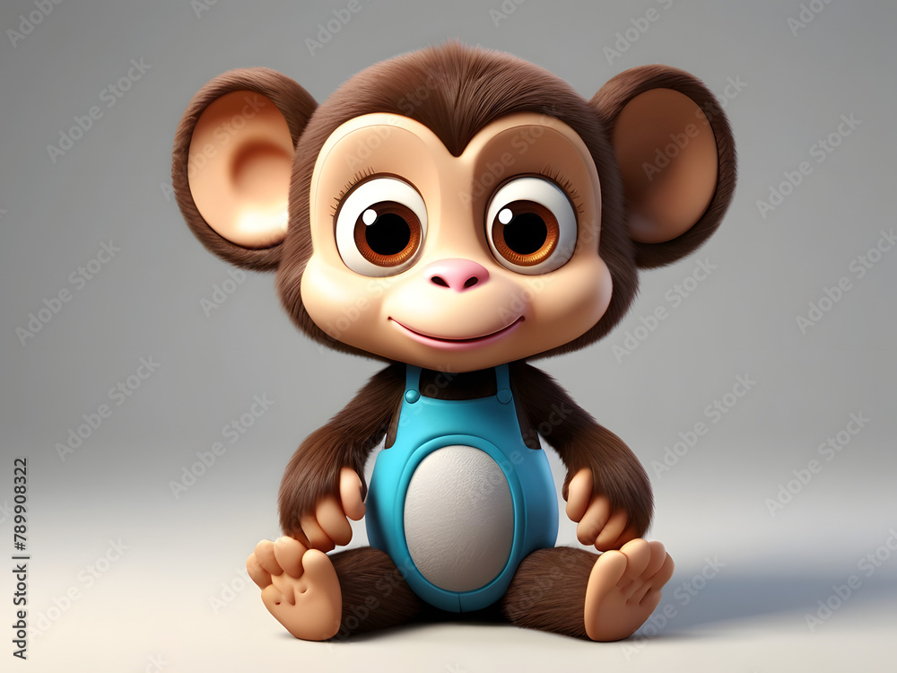 3d rendered illustration of a monkey , 3d puppet with a banana , 3d ...