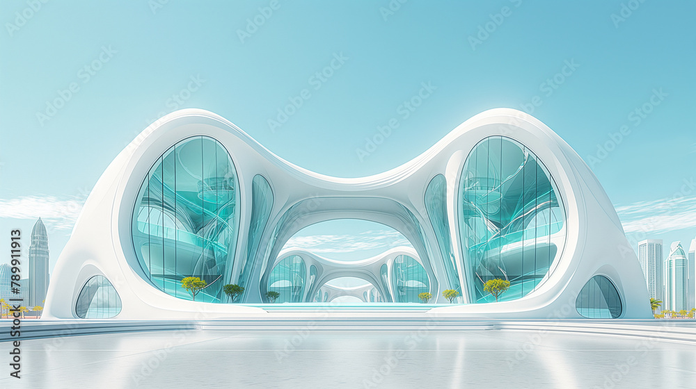 Futuristic technological white curved shape aesthetically pleasing ...