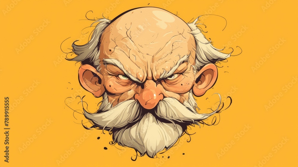 An elderly gentleman with a salt and pepper beard showing an angry ...