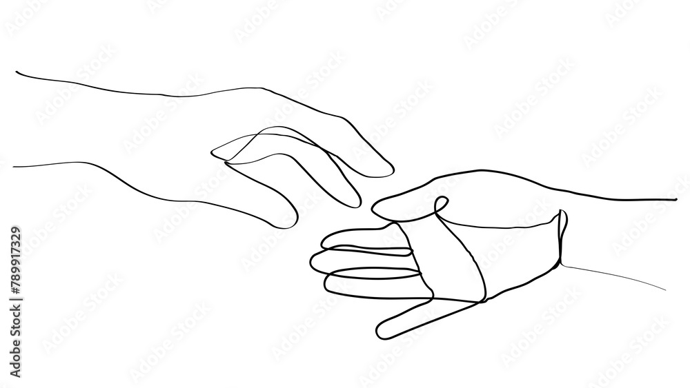 Png hands minimal line art reaching for each other illustration Stock ...