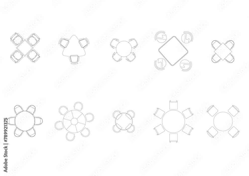 furniture icon interior plan view top set vector. architecture house ...