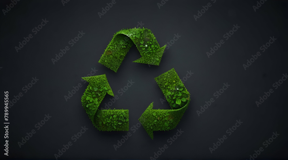 Recycle sign on chalkboard isolated on blackboard texture with chalk ...