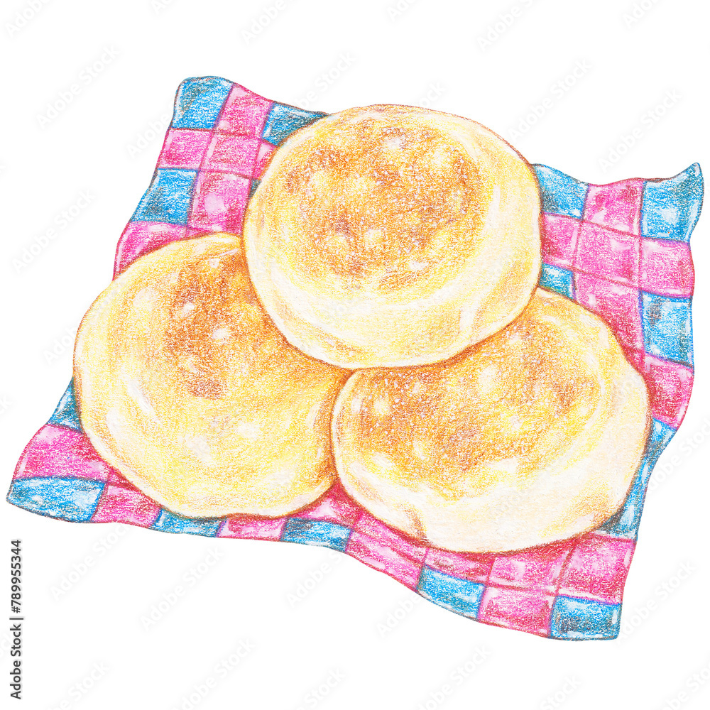 pandesal, filipino bread rolls color pencil drawing style, filipino ...