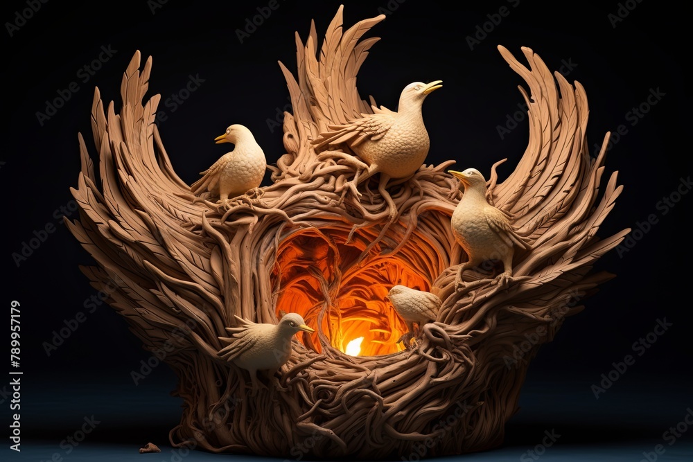 Combustion Illusion Light: Mythical Phoenix Nest Fireplace Designs with ...