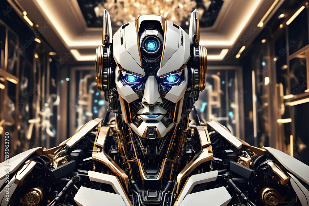 AI transformer robot web page PPT wallpaper background powerpoint Stock ...