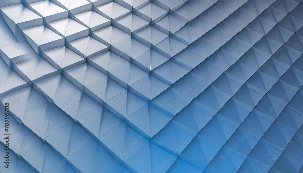 3D geometric surface illustration wallpaper Blue gradient triangular ...