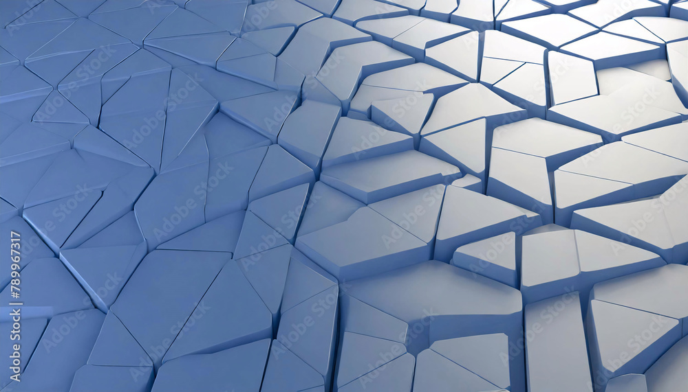 Blue gradient blocks abstract background with Voronoi diagram surface ...