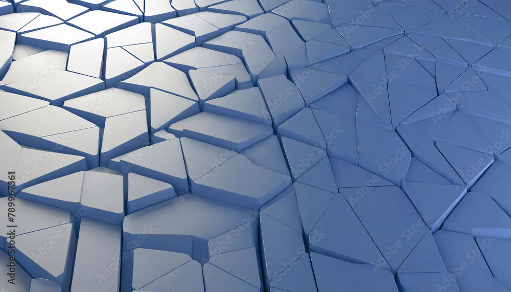 Blue gradient blocks abstract background and Voronoi diagram surface ...