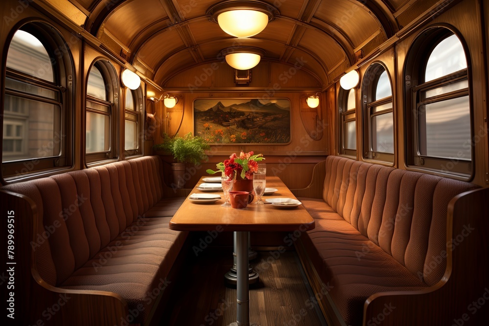 Vintage Railway Car Dining: Train Berth Bunkers & Dining Booth ...