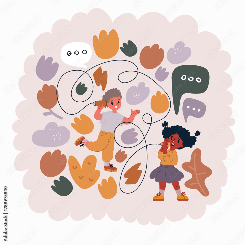 Cartoon vector illustration of Single continuous line drawing little ...