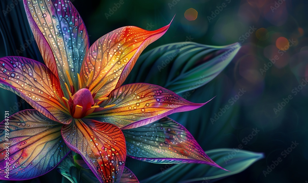 Capture the intricate details of a rare flower species with vibrant ...