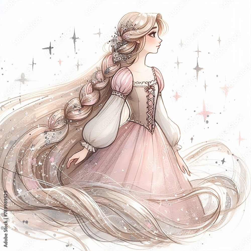 Rapunzel storybook illustration Stock Illustration | Adobe Stock