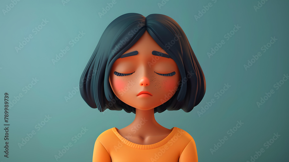 Sad upset disappointed depressed indian cartoon character girl young ...