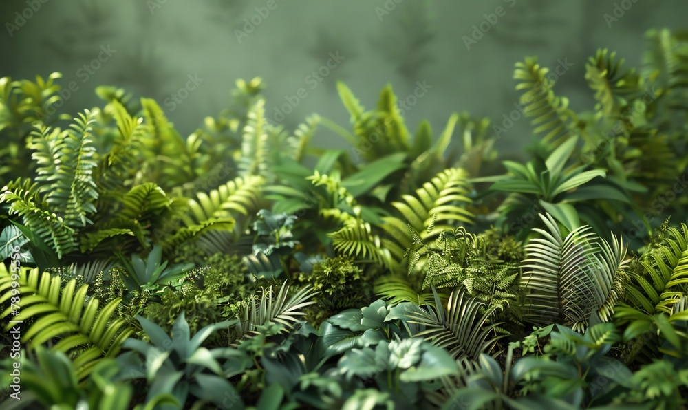 Craft a captivating scene of endemic plant treasures seen from a high ...