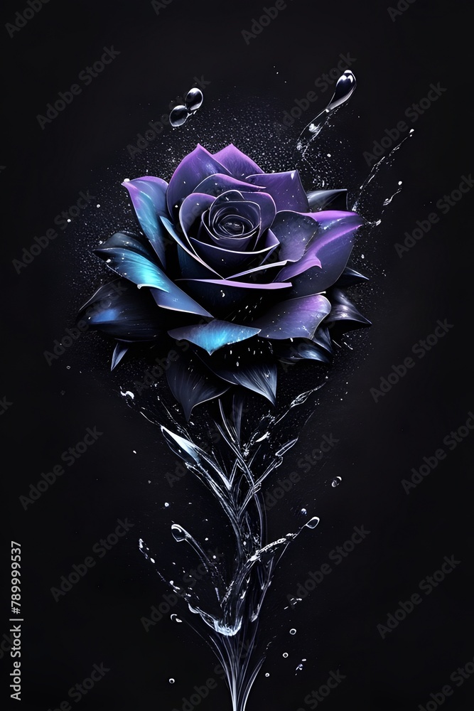 Starry Black Rose Flower Wallpaper, Rose Flower Wallpaper, Ink painting ...