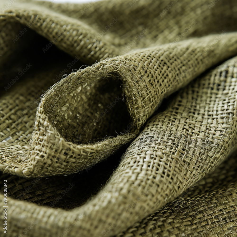 military green hemp sheet fabric zoomed in product photo showcasing ...