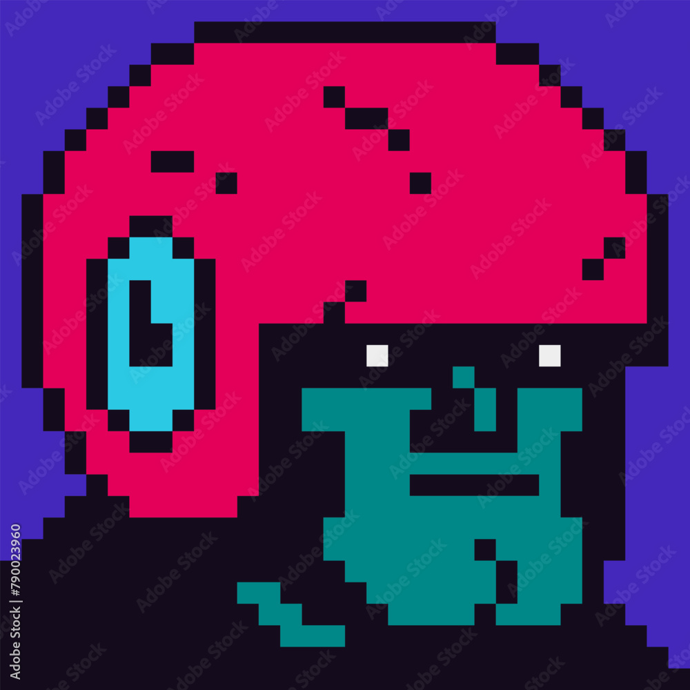 Pixel art guy in motorcycle helmet full face avatar male character, 8 ...