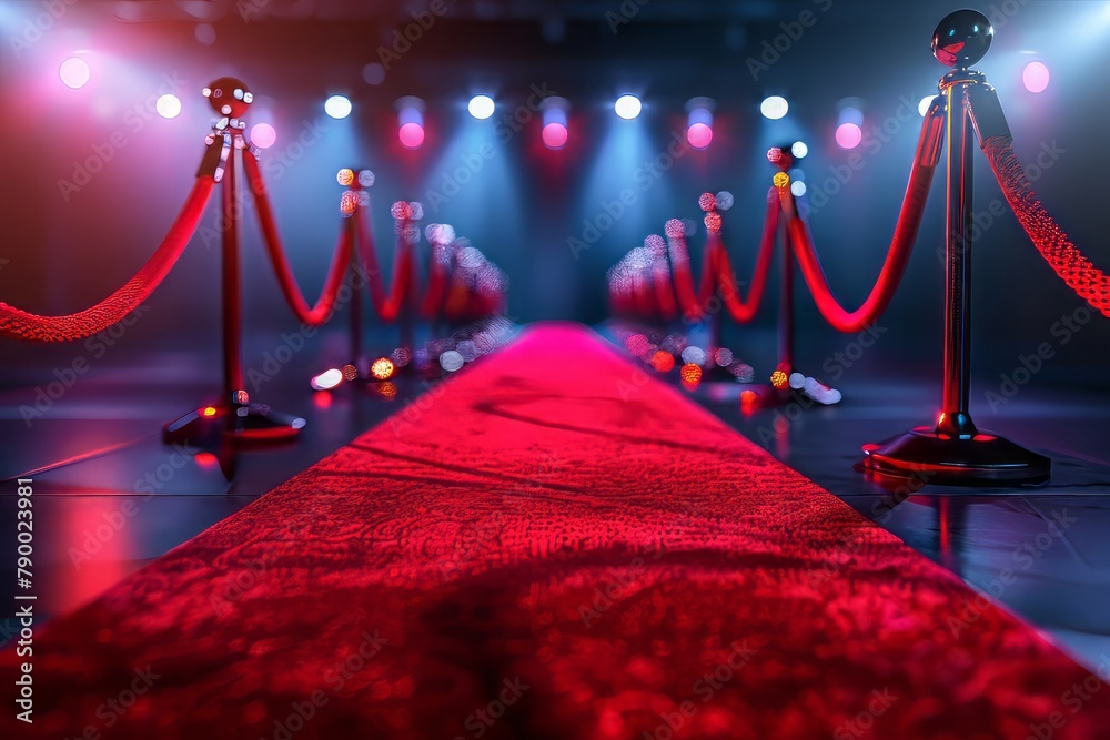 Red carpet and with spotlights for movie premiere, event, and award ...