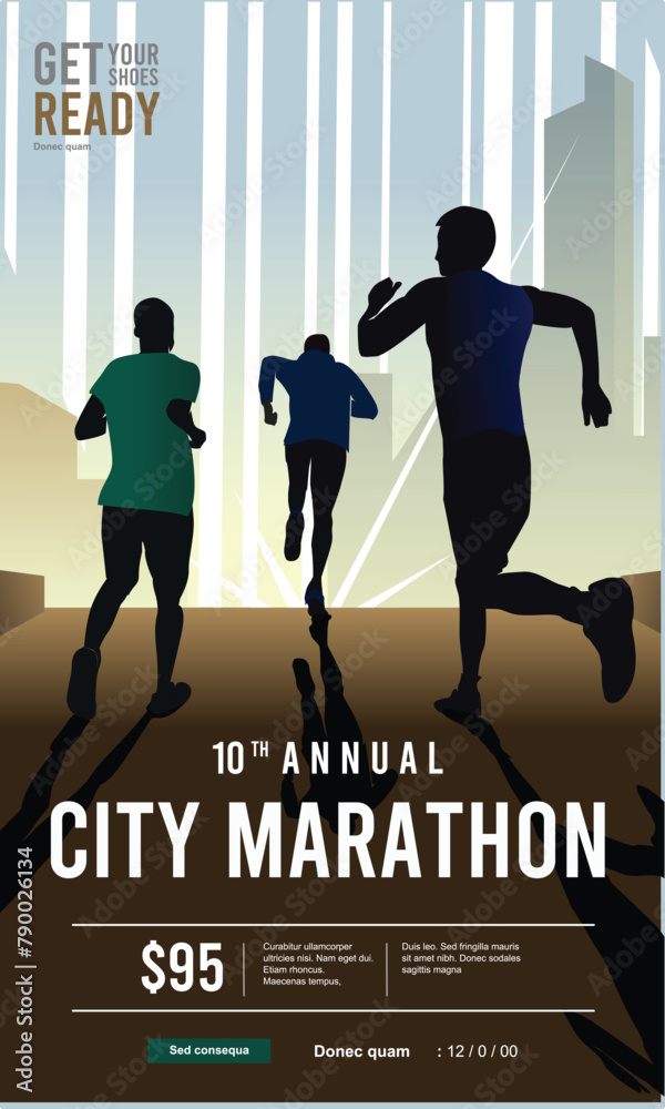 Great modern futuristic colorful vector editable marathon poster ...