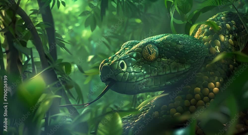 Vidéo Stock Lush rainforest with venomous snakes, hidden jungle dangers ...