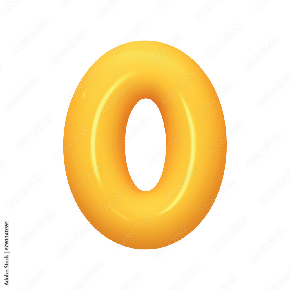 letter O. letter sign yellow color. Realistic 3d design in cartoon ...