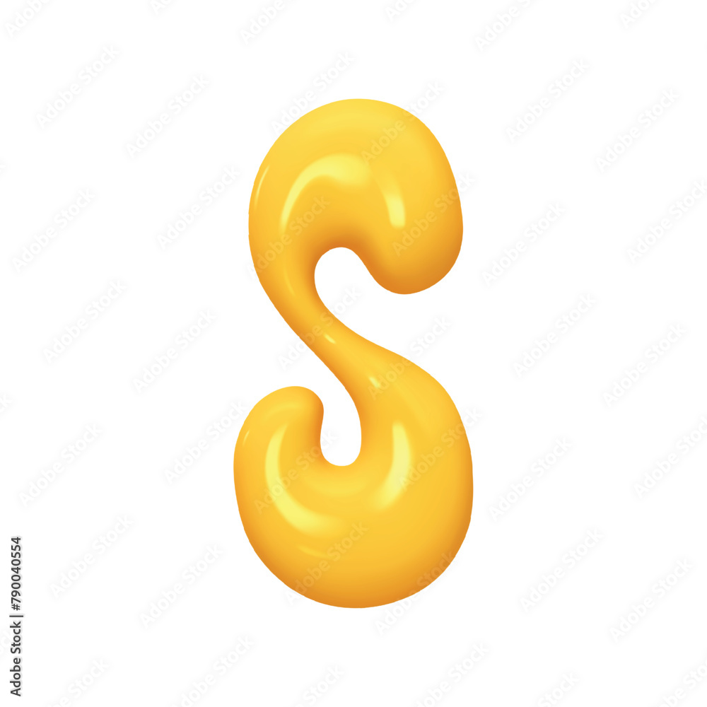 letter S. letter sign yellow color. Realistic 3d design in cartoon ...