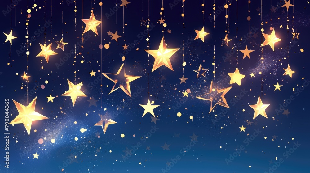 A whimsical white cartoon of twinkling stars comes to life in a flat 2d ...