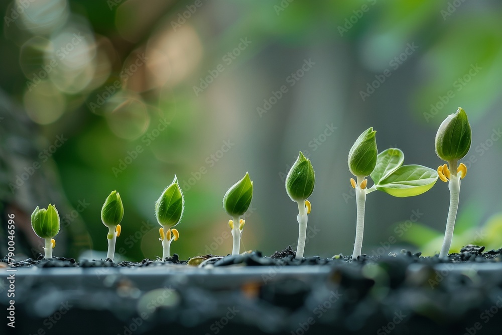 Foto de the stages of seedling development, from the emergence of the ...