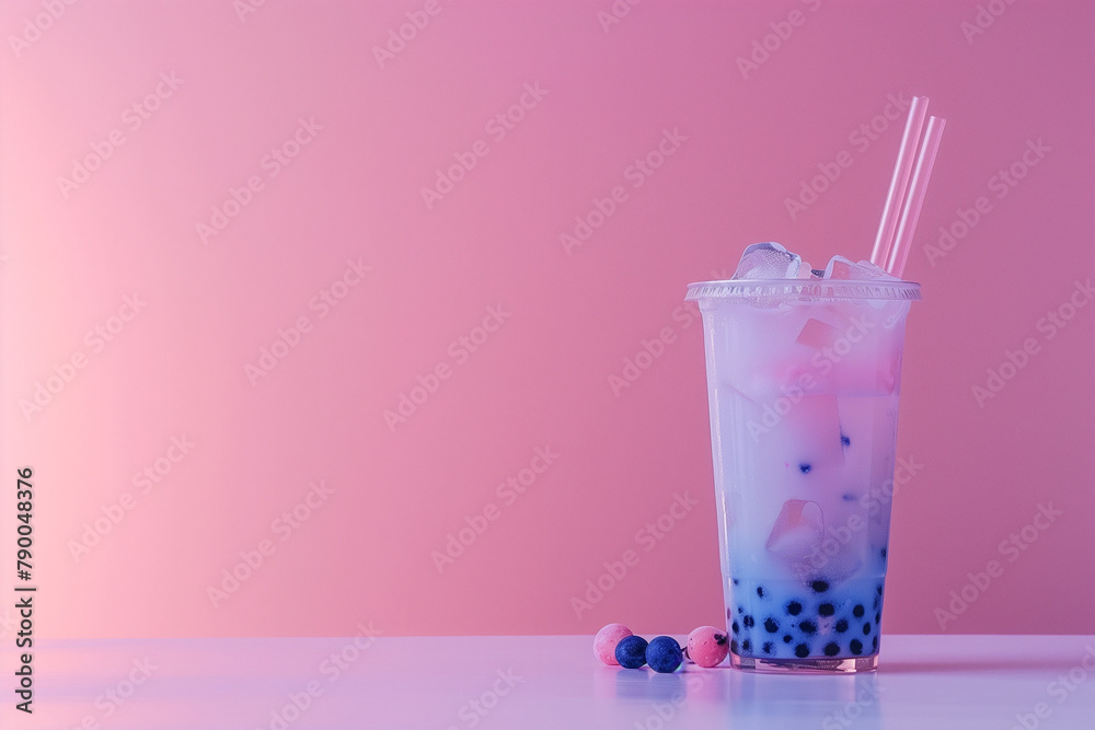 Blackberries bubble tea boba with tapioca pearls Stock Photo | Adobe Stock