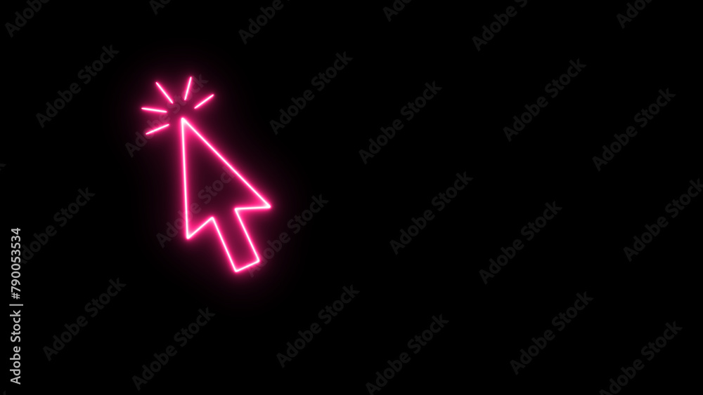 Glowing neon line Computer mouse click cursor arrow icon. Neon Cursor ...