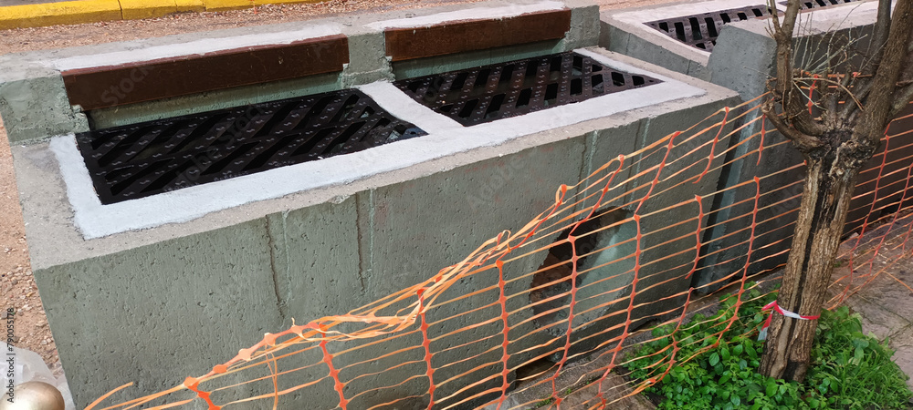 Prefabricated stormwater elements containing drainage grid and a pipe ...