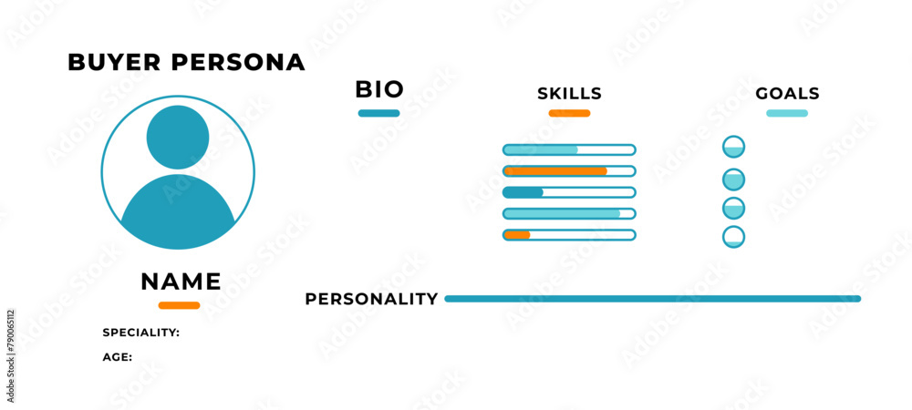 Buyer persona data schema. Marketing identification of user with skills ...