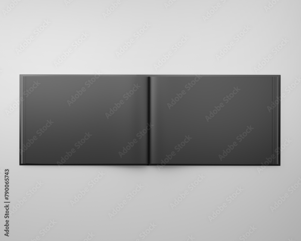 Black Landscape Book Mockup, 3D rendered dark rectangular book ...