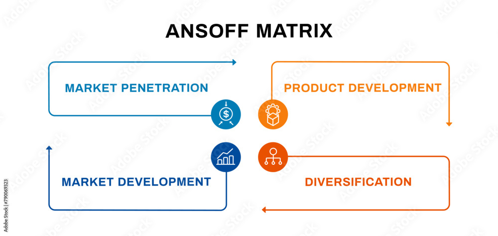 Ansoff matrix diagram. Sales and product development with management ...