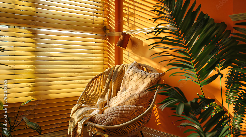 Sunlit Room with Window Shades, Play of Light and Shadow, Modern ...