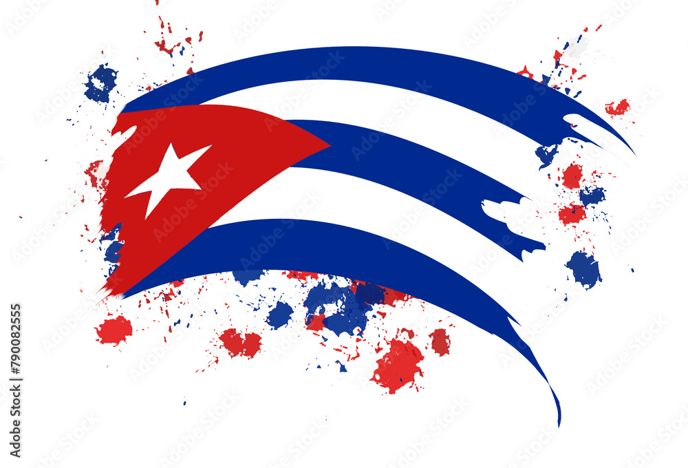 cuban flag in torn style with paint splash background Stock ...
