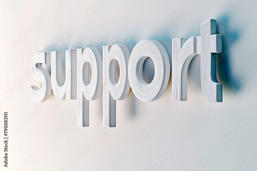 the word "support" in bold and uppercase letters against a simple white ...