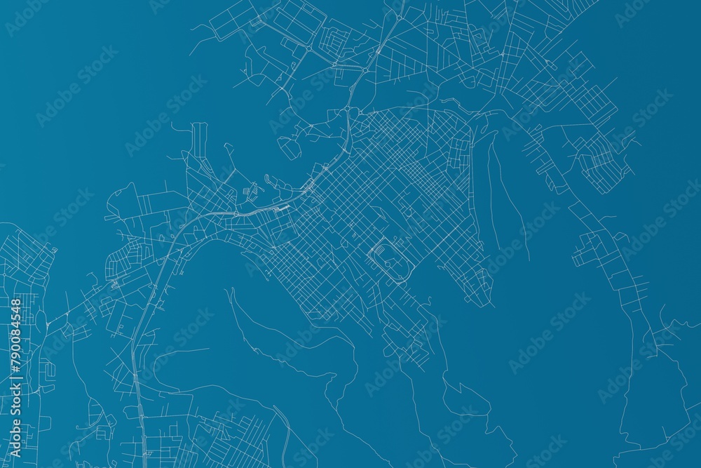 Map of the streets of Port Louis (Mauritius) made with white lines on ...