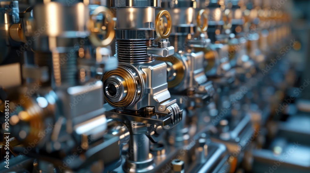 A powerful engine roaring to life, its pistons pumping and valves ...