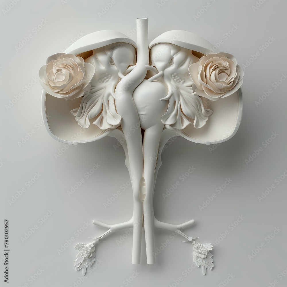Ovarian organ full white color 3d model on white background for use in ...