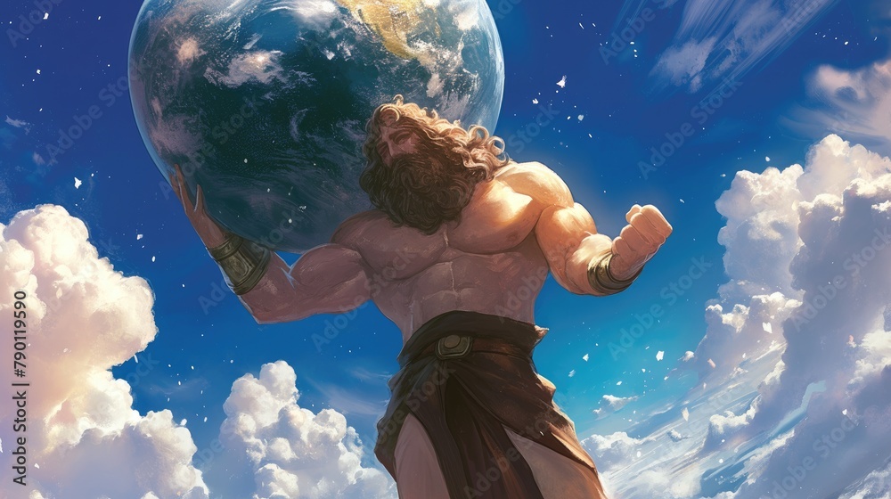 Illustration depicting the mythical Titan Atlas bearing the weight of ...