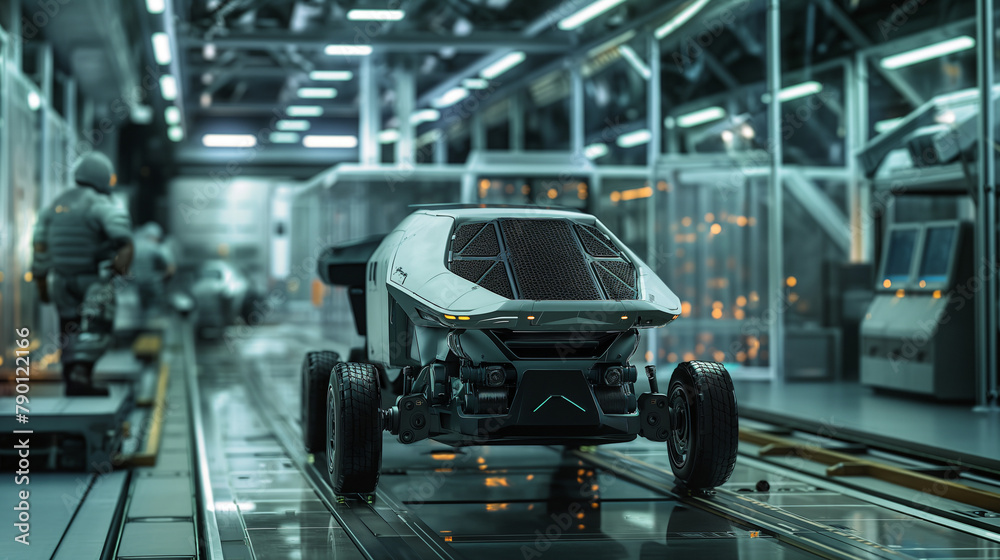 Amidst a testing arena, the engineer oversees the integration of AI ...